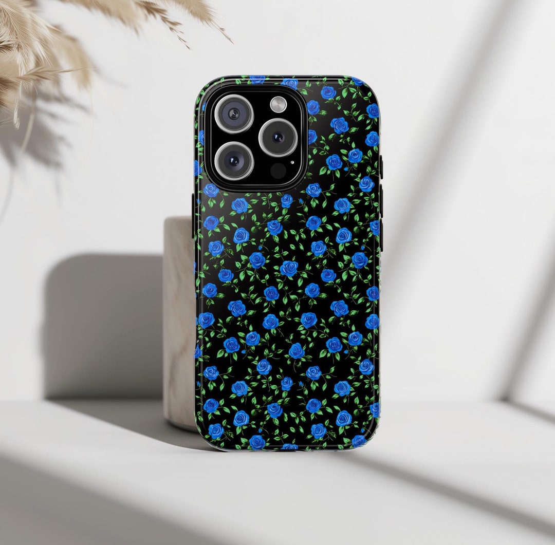 Blue Rose 90s Aesthetic Phone Case, Vintage Floral, Dark Cottagecore ...