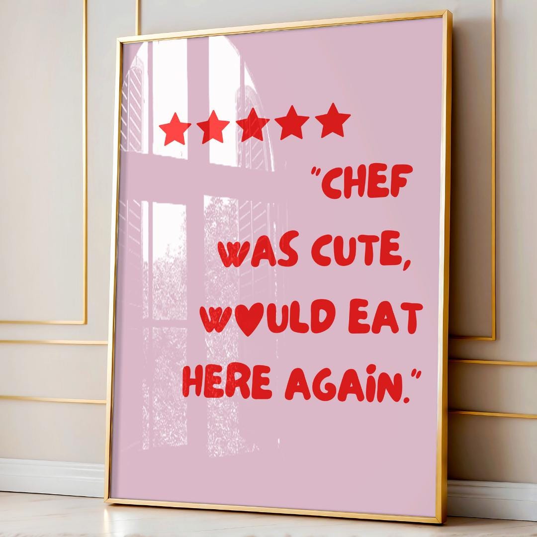 5 Stars Chef Was Cute | Apartment Decor | Feminine Wall Art - Etsy
