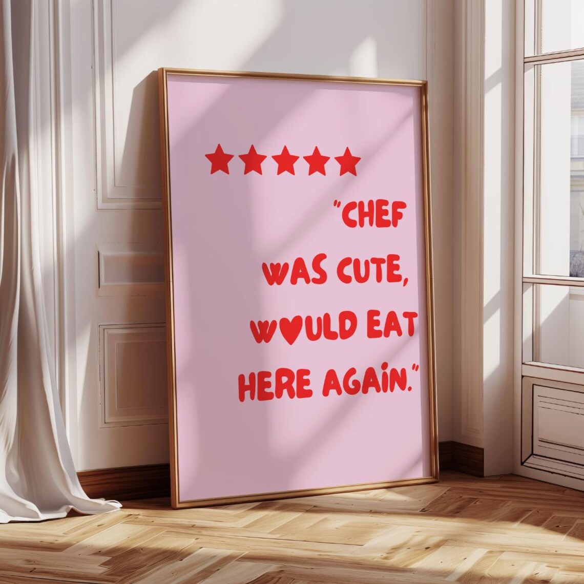 5 Stars Chef Was Cute | Apartment Decor | Feminine Wall Art - Etsy