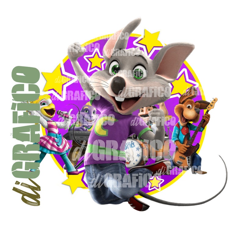 Chuck E Cheese Transfer Design, Digital Art, Chuck E Cheese Family ...
