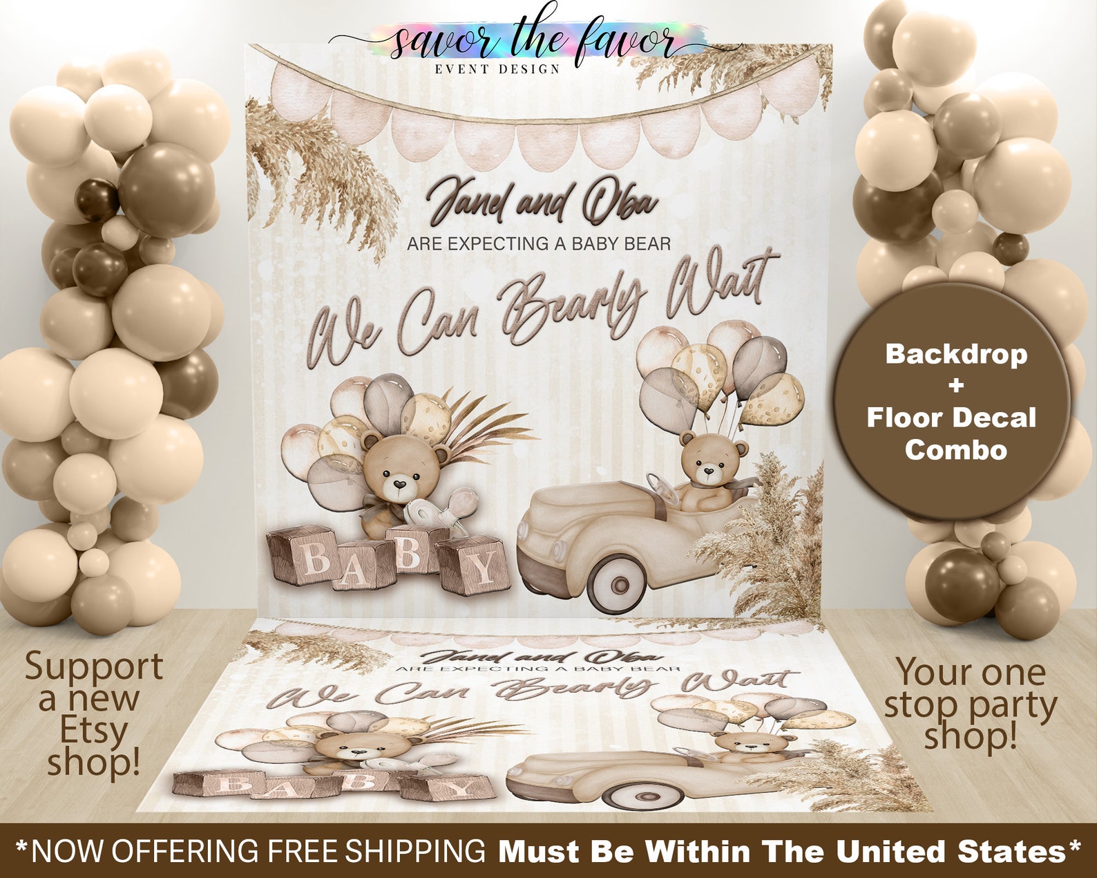 We Can Bearly Wait Backdrop and Floor Decal - Etsy