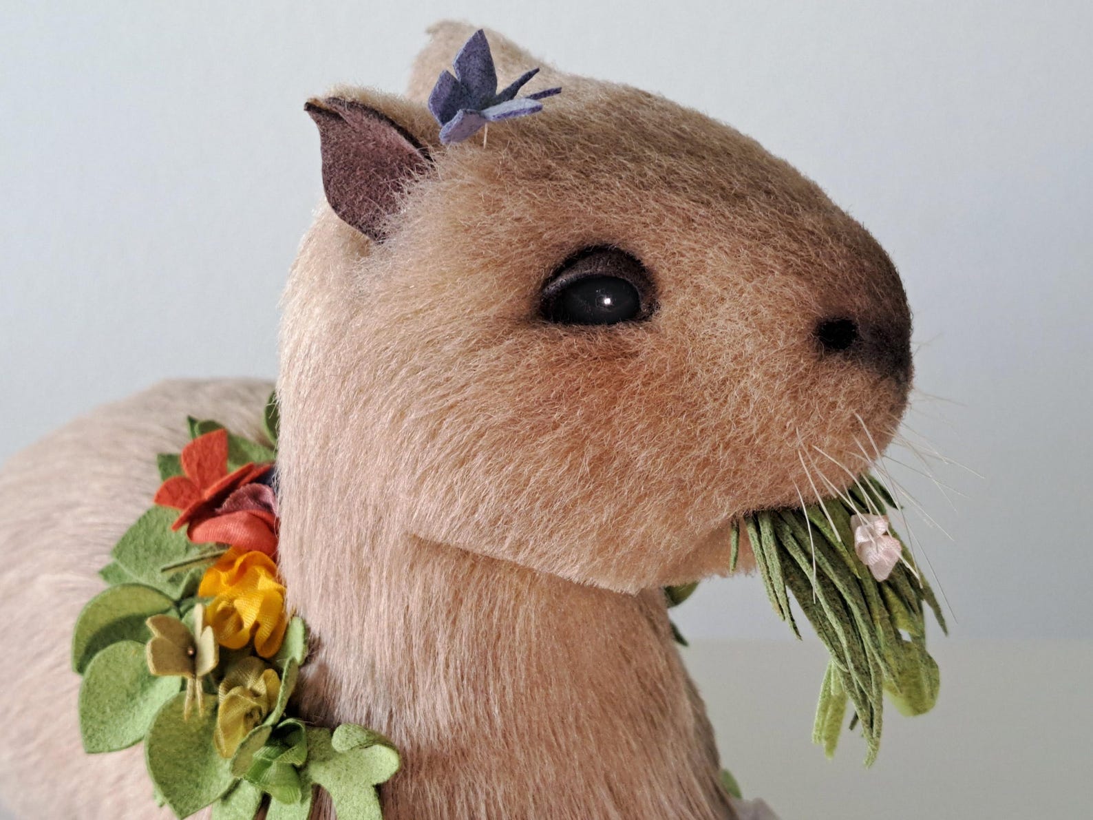 Capybara With Floral Accents & Butterflies | Soft Sculpture - Etsy