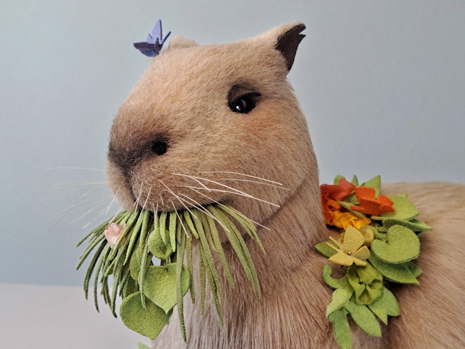 Capybara With Floral Accents & Butterflies | Soft Sculpture - Etsy