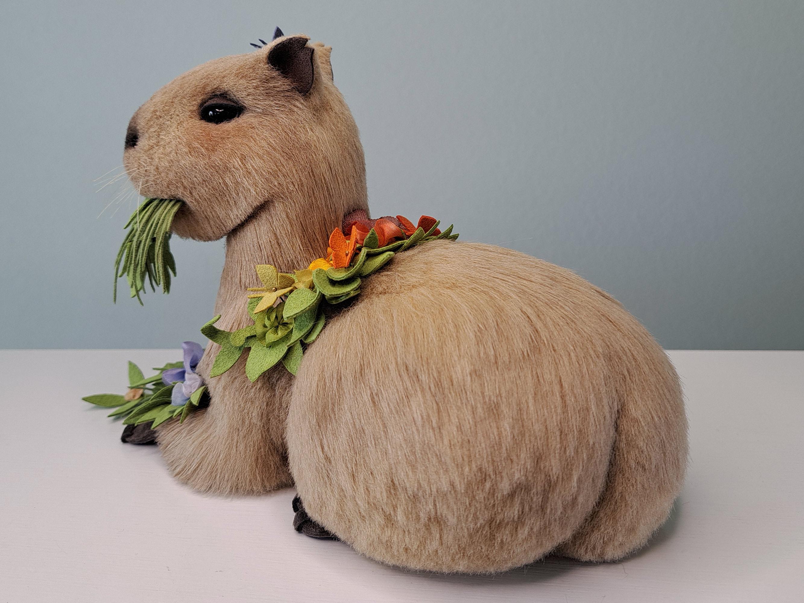 Capybara With Floral Accents & Butterflies | Soft Sculpture - Etsy