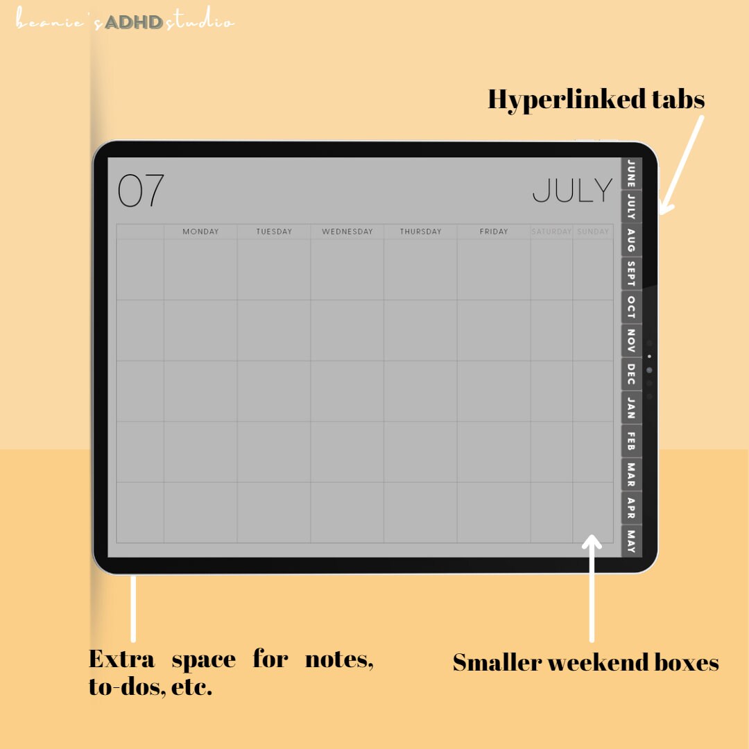 ADHD Undated Minimalist Digital Academic Planner 2023-2024 - Etsy