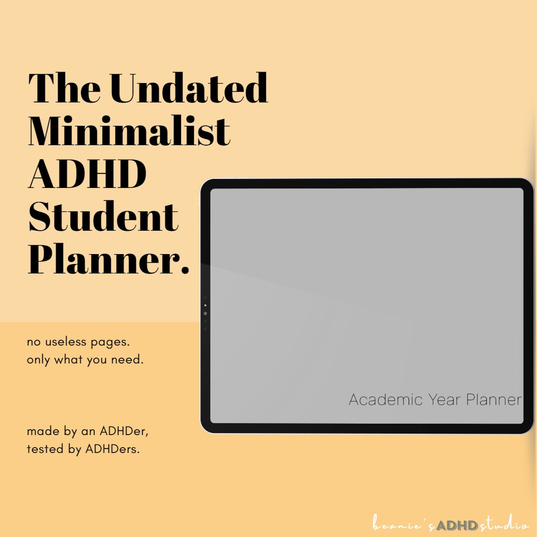 ADHD Undated Minimalist Digital Academic Planner 2023-2024 - Etsy