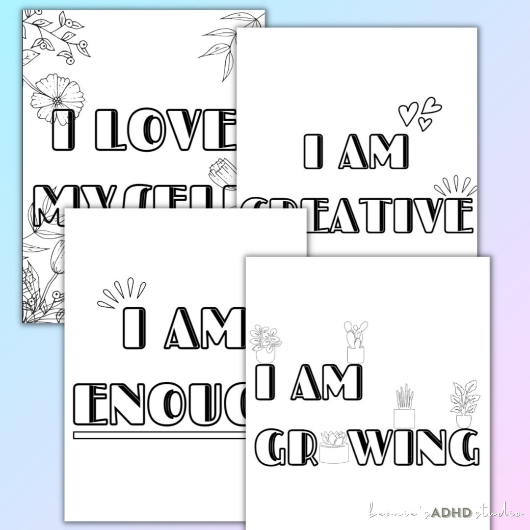 Printable Digital PDF Affirmation Coloring Pages - Etsy