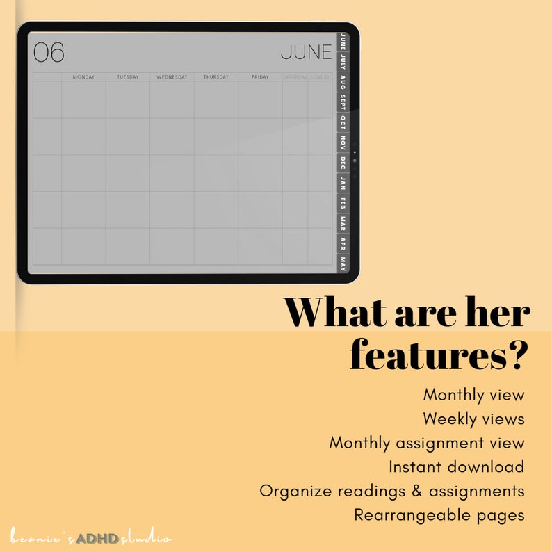 ADHD Undated Minimalist Digital Academic Planner 2023-2024 - Etsy