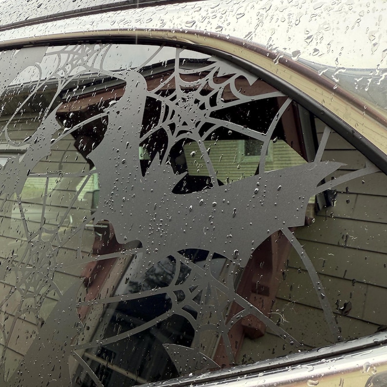 Spiderwebs and Bats Car Window Decal: Full Coverage Vinyl Sticker, Rear ...