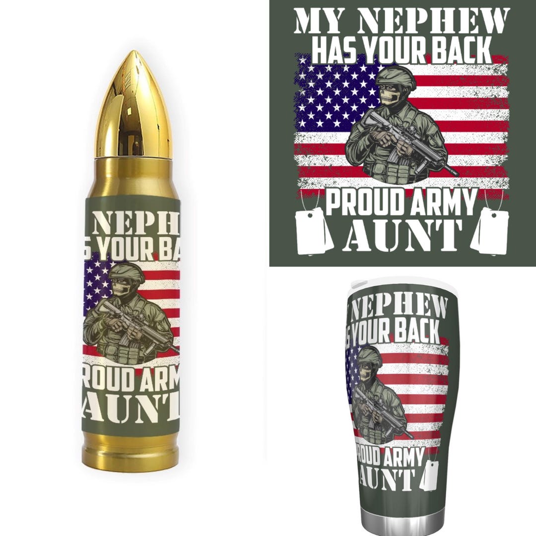 Bullet Tumbler With American Army Family Nephew Aunt Available in 32 Oz ...
