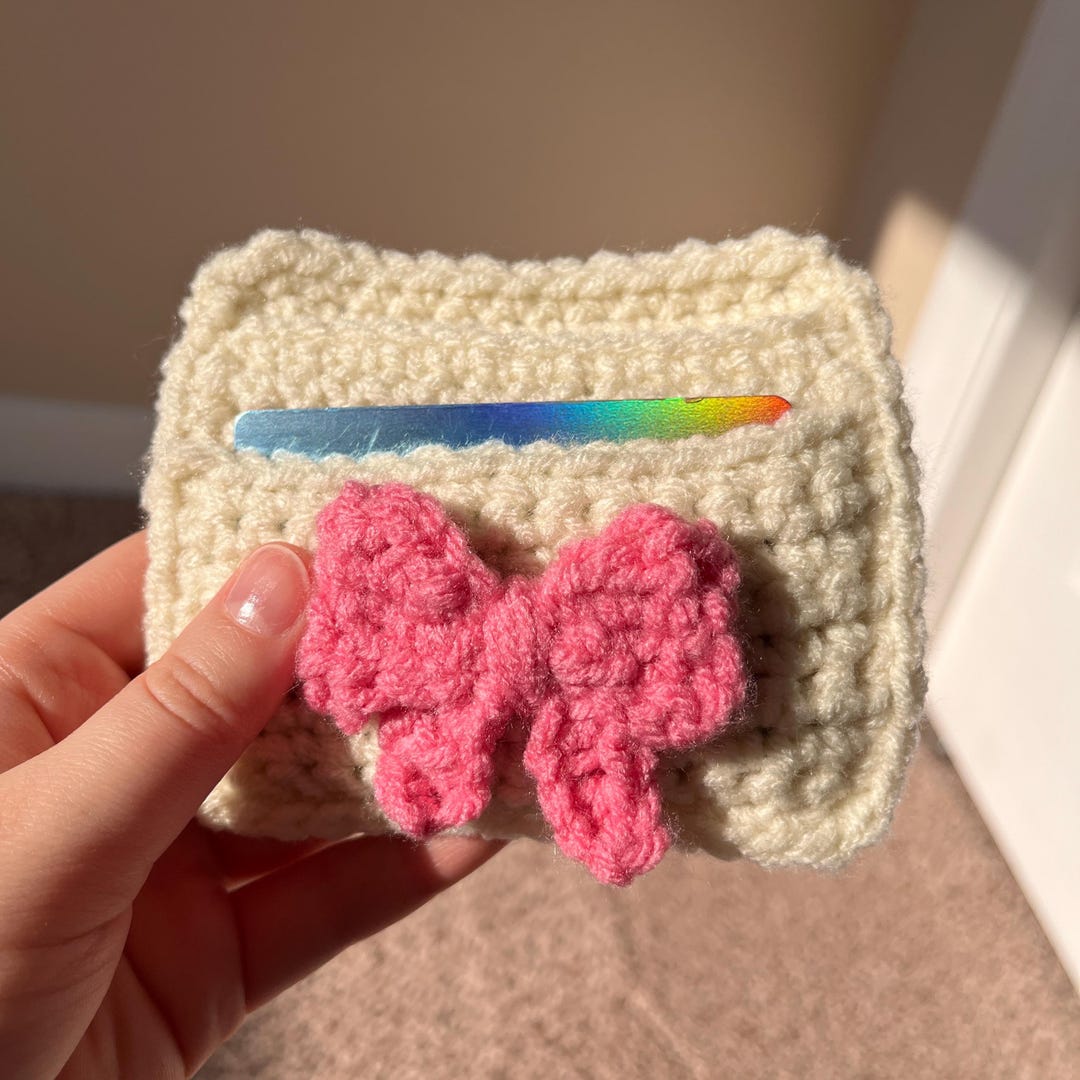 Crochet Bow Cardholder Wallet, Cardholder Wallet, Bow Accessories ...