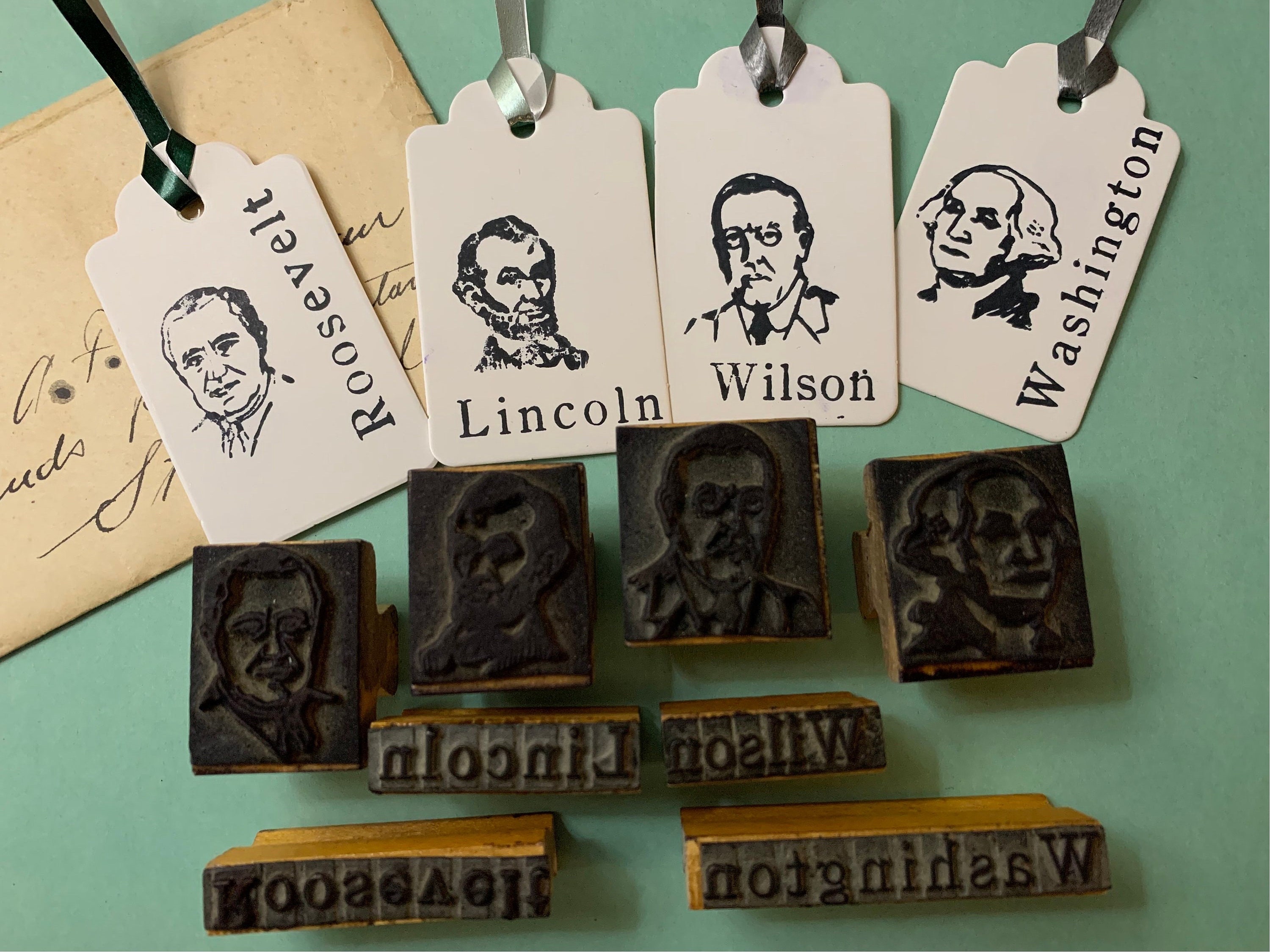 Vintage Wood Stamp Vintage US Presidents Stamp Set George Washington ...