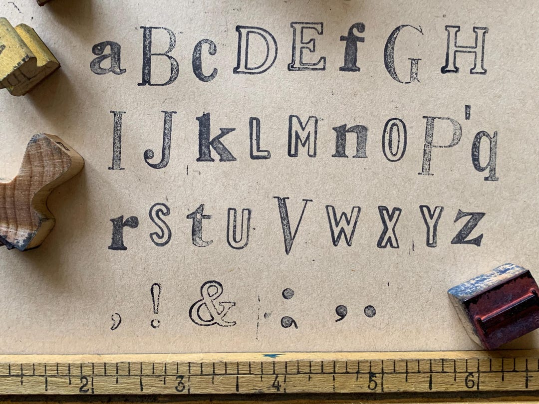 Vintage Wood Stamp Alphabet Set ABC Number Lettering Stamps for ...