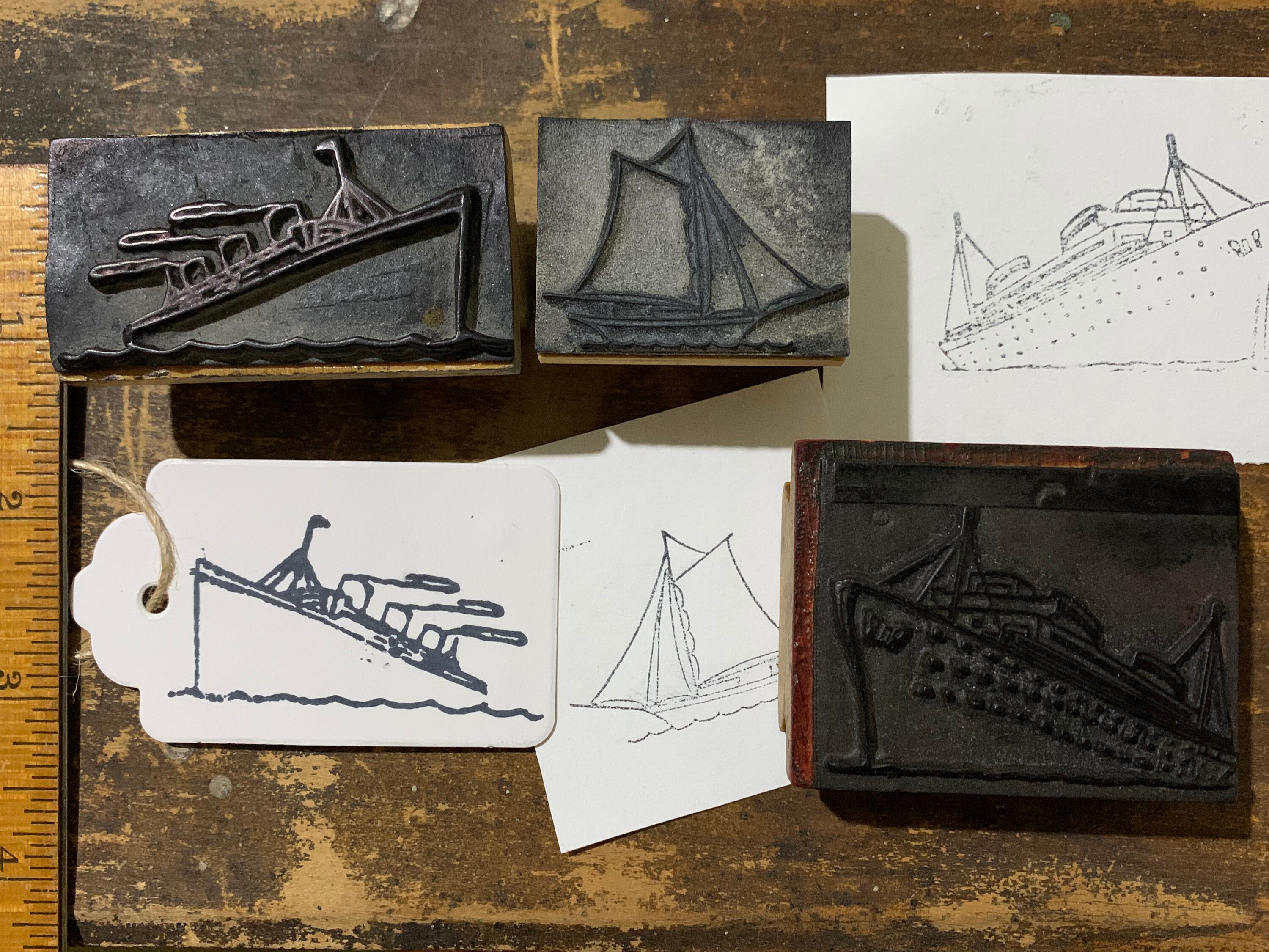 Vintage Boat Stamp Wood Handled Rubber Stamp Card Making Bullet Journal ...