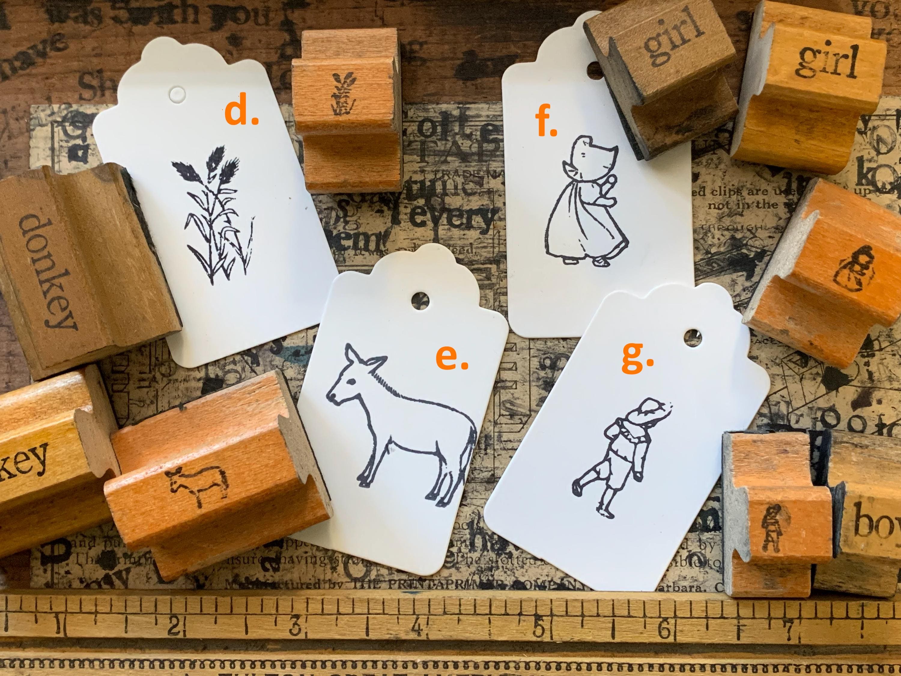 Vintage Farm Animal Stamp Wood Handled Rubber Stamp Craft Gift Card ...