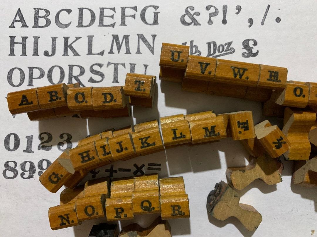 Vintage Wood Stamp Alphabet Set ABC Number Lettering Stamps for Craft ...