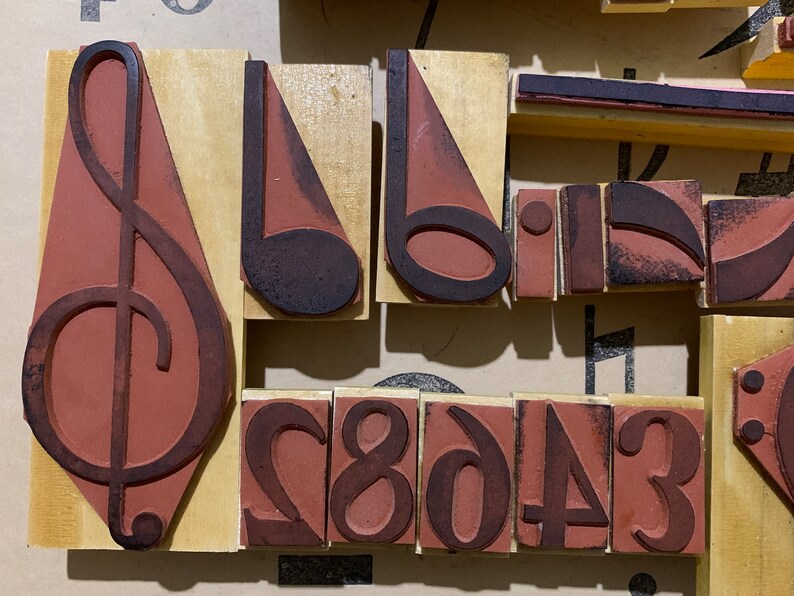 Vintage Musical Symbols Wood Stamp Music Wood Stamp Musical Notes Wood ...