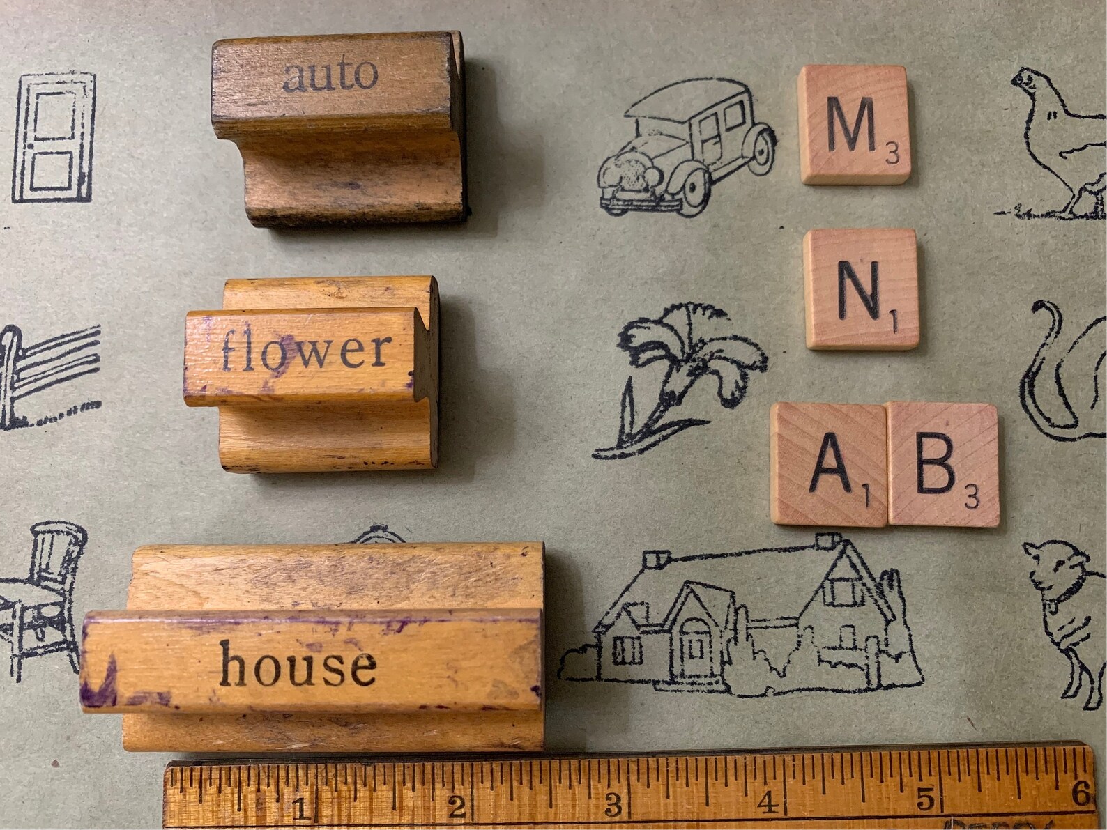 Vintage Farm Animal Stamp Wood Handled Rubber Stamp Craft Gift - Etsy