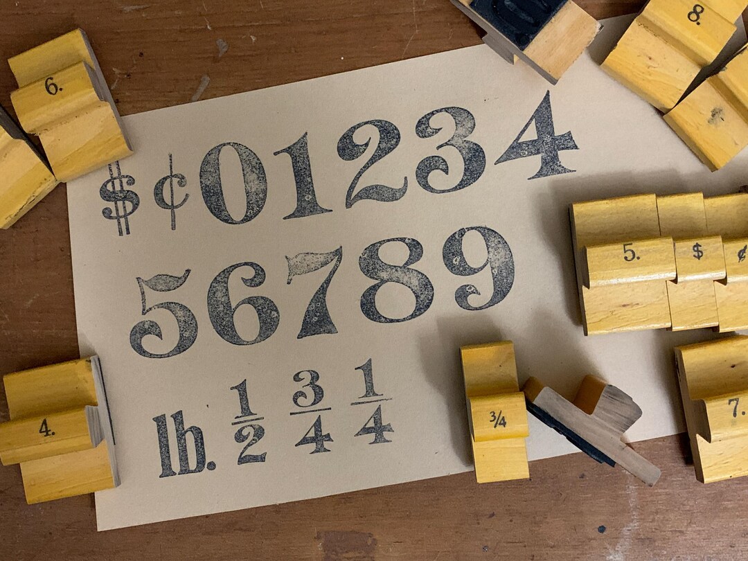 Vintage Wood Stamp Alphabet Set ABC Number Lettering Stamps for Craft ...