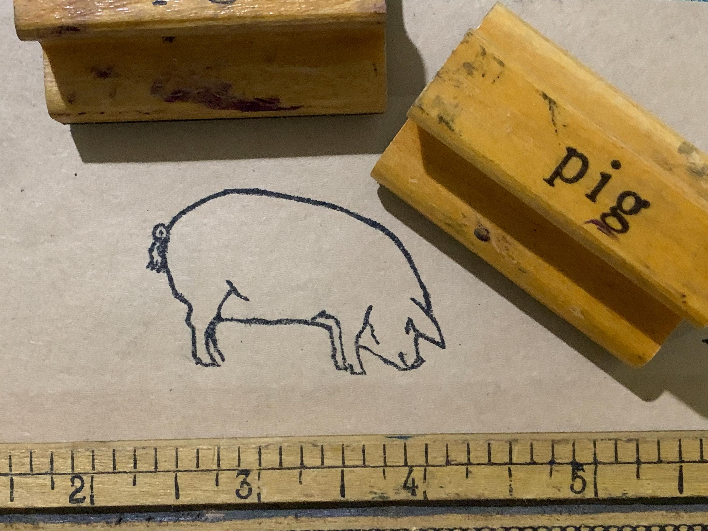 Vintage Farm Animal Stamp Wood Handled Rubber Stamp Craft Gift Card ...