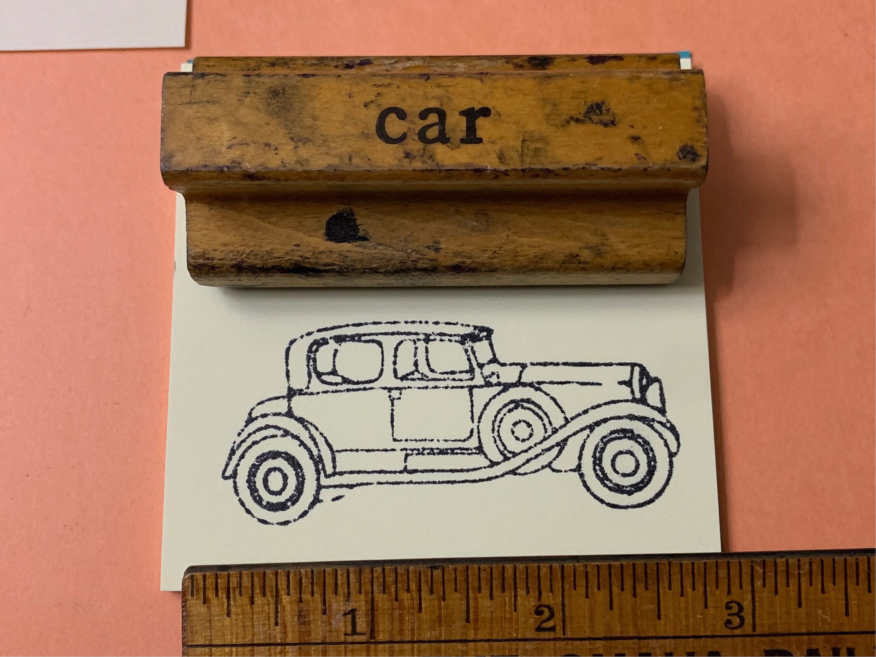 Vintage Car Stamp Wood Handled Rubber Stamp Craft Gift Card - Etsy