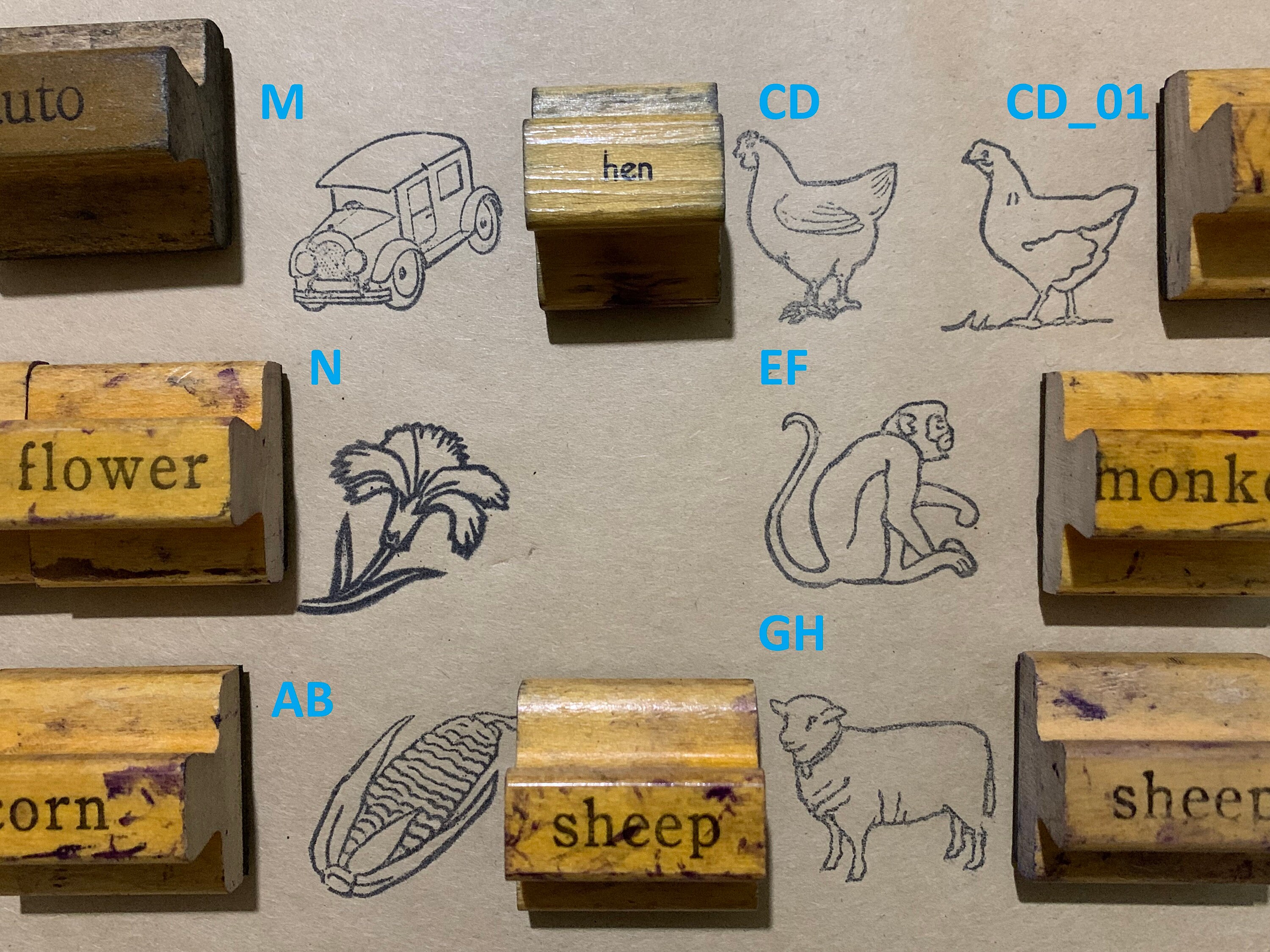 Vintage Farm Animal Stamp Wood Handled Rubber Stamp Craft Gift Card ...