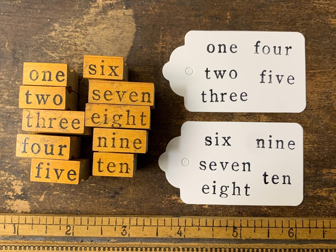 Vintage Number Wood Stamp Math Stamps for Homeschool Dollar Sign ...