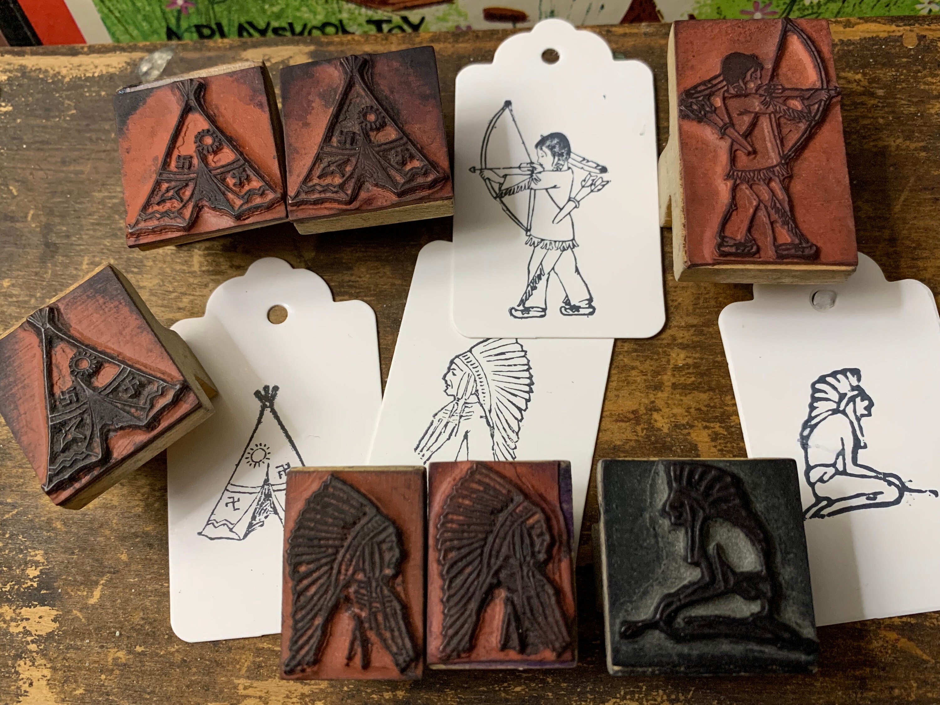 Vintage Wood People Stamp Wood Handled Rubber Stamp Indian Stamp for ...