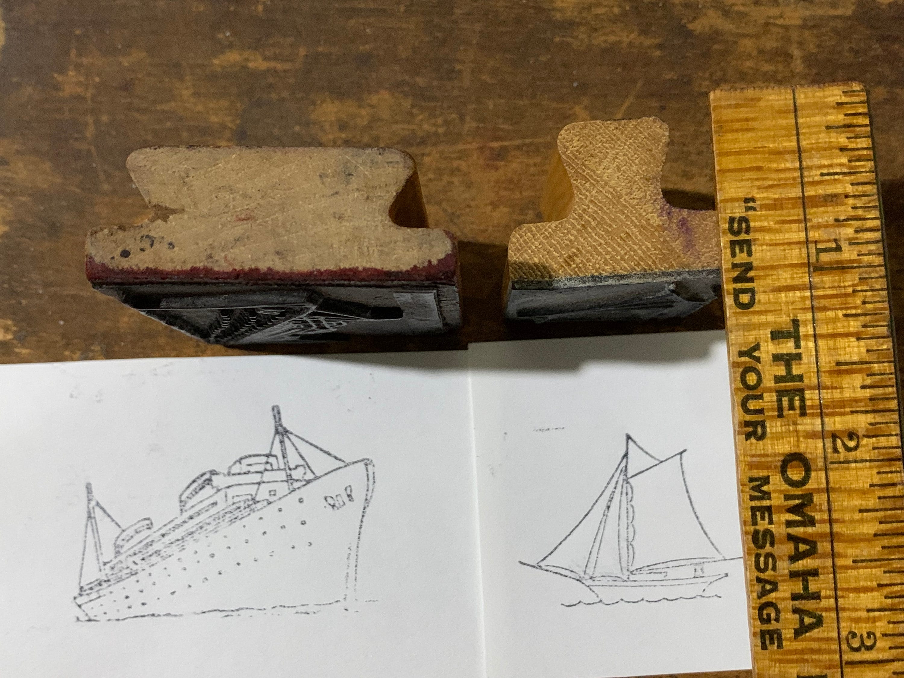 Vintage Boat Stamp Wood Handled Rubber Stamp Card Making Bullet Journal ...