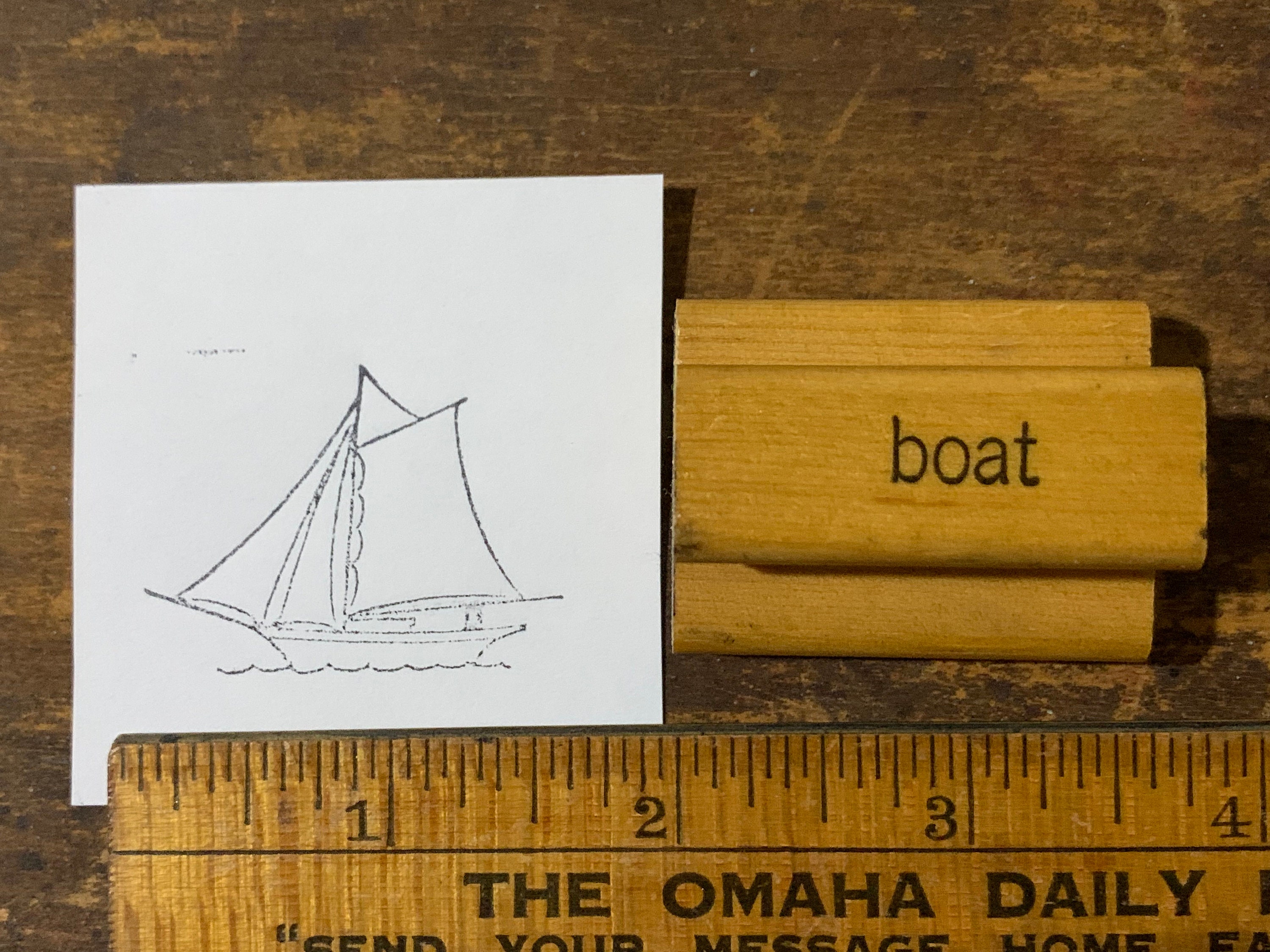 Vintage Boat Stamp Wood Handled Rubber Stamp Card Making Bullet Journal ...
