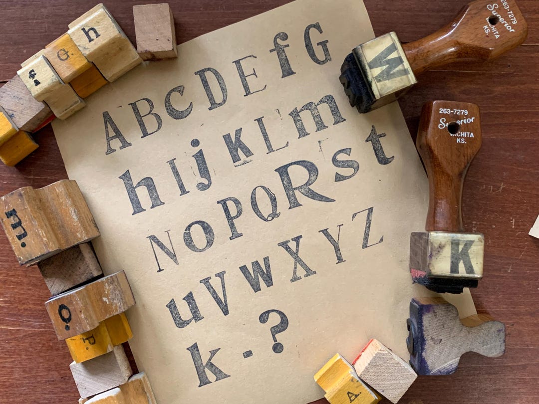 Vintage Wood Stamp Alphabet Set ABC Number Lettering Stamps for ...