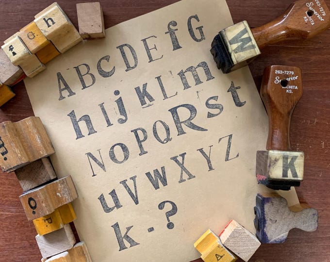 Vintage Wood Stamp Alphabet Set ABC Number Lettering Stamps for ...