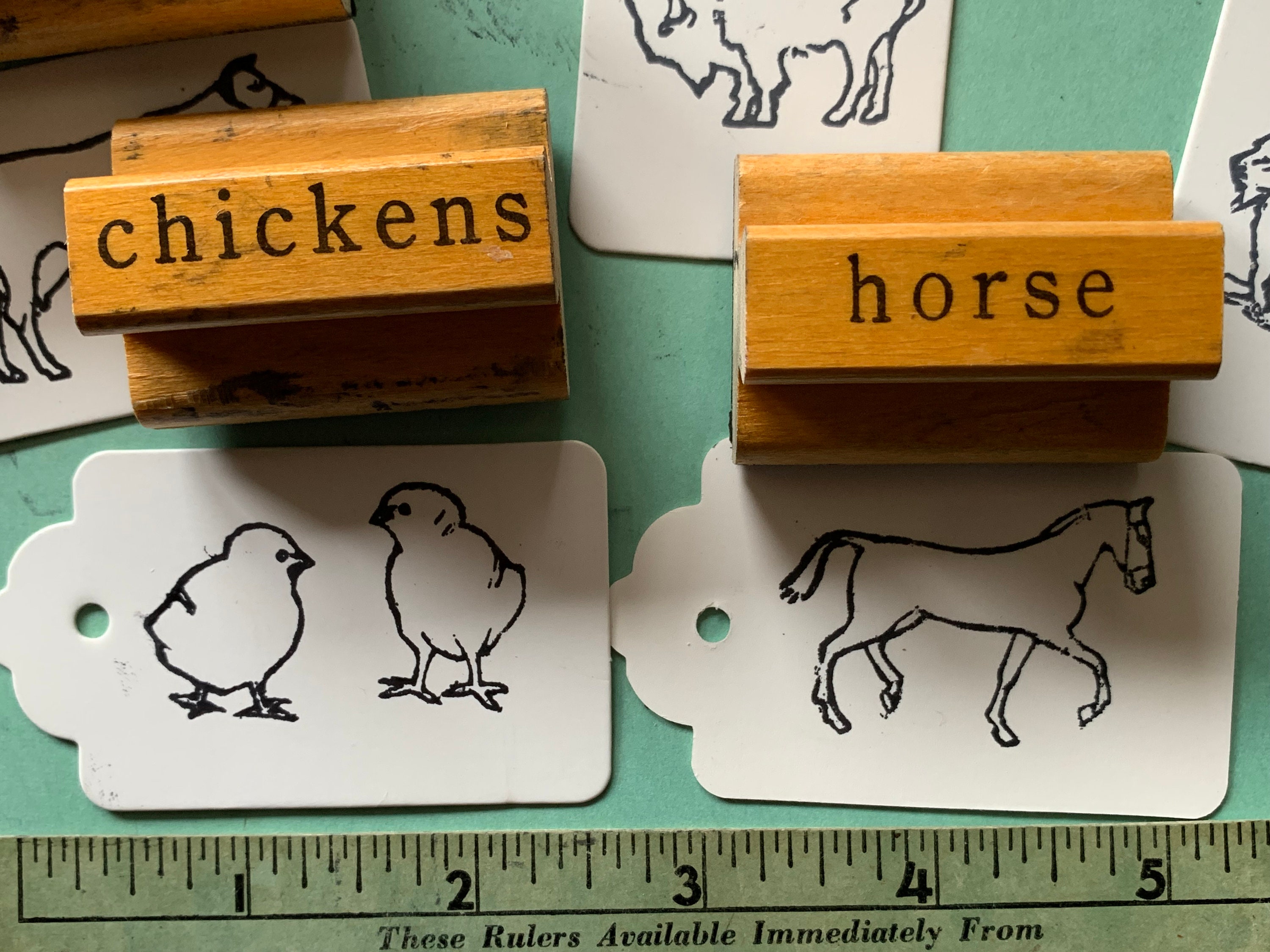 Vintage Farm Animal Stamp Wood Handled Rubber Stamp Craft Gift Card ...