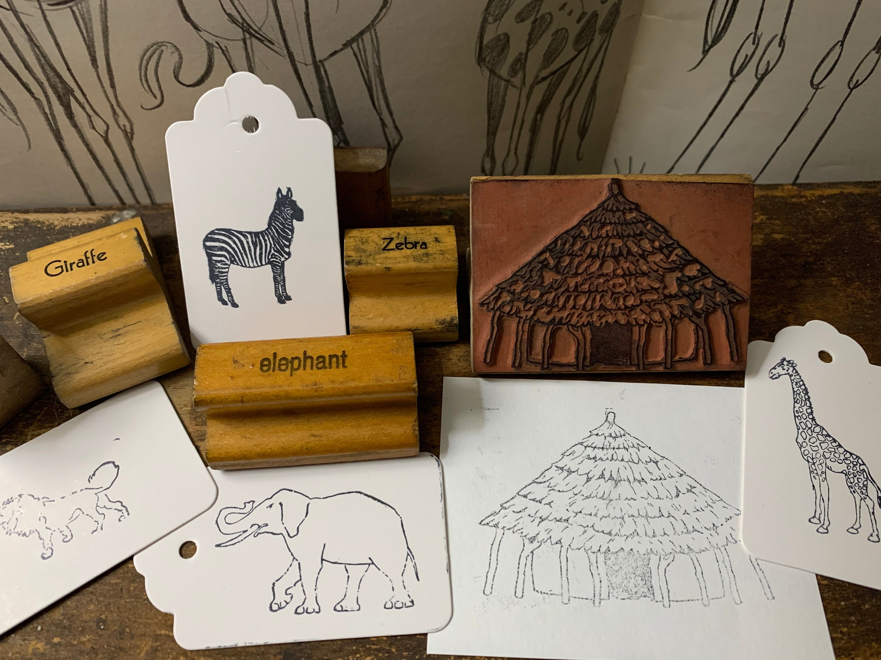 Vintage Animal Wood Rubber Stamps for Crafting Vintage Safari Animal ...