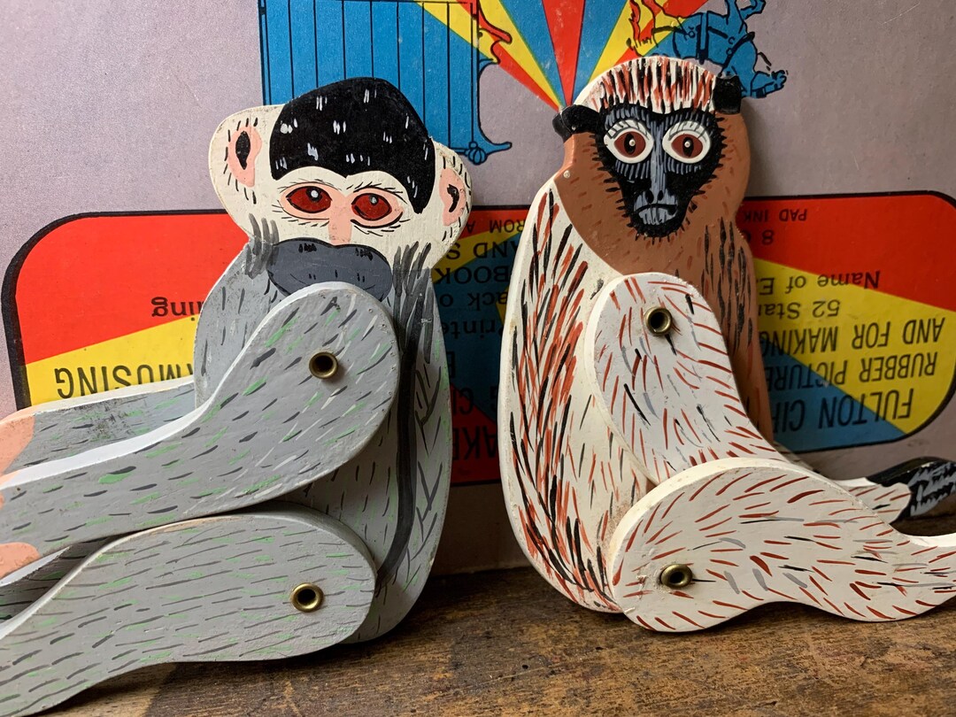 Vintage Wood Monkey Kid Toy Vintage Animal Toys With Jointed Arms and ...