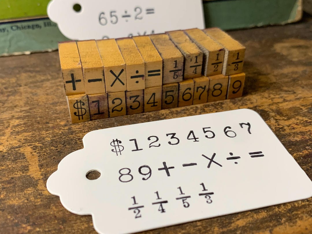 Vintage Math Wood Stamp Math Symbol Stamps for Homeschool Dollar Sign ...