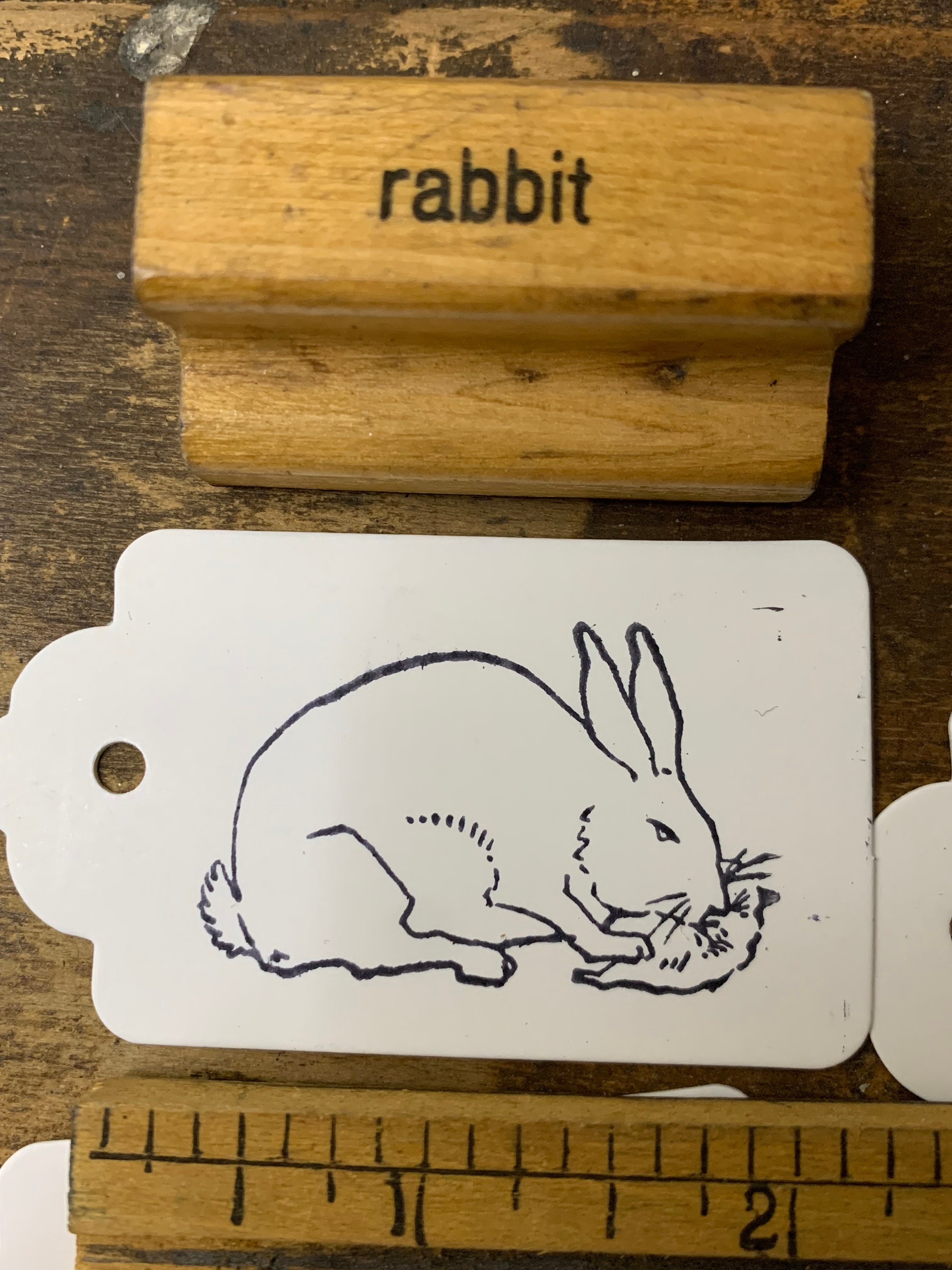 Vintage Farm Animal Stamp Wood Handled Rubber Stamp Craft Gift Card ...