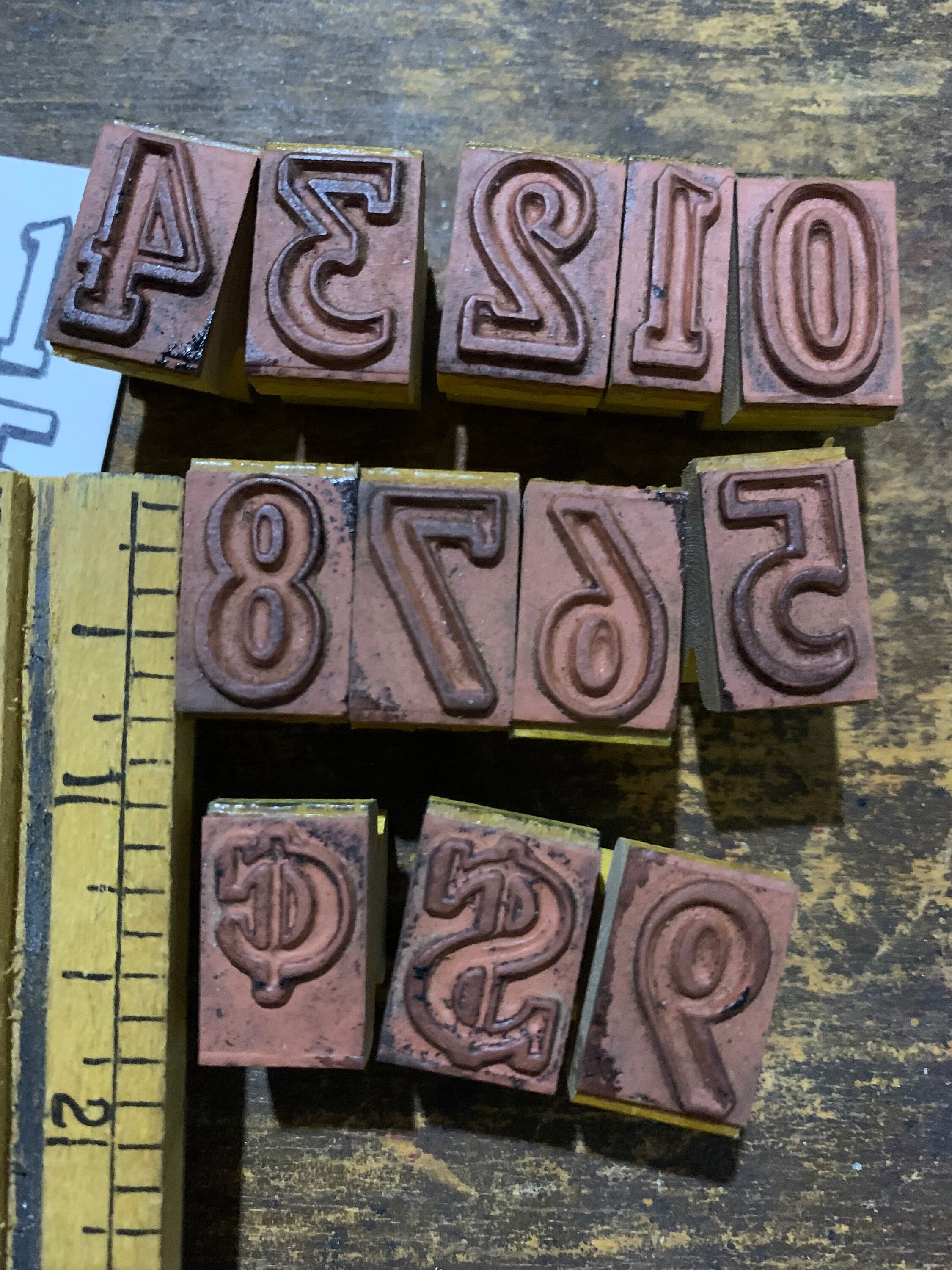 Vintage Wood Stamp Alphabet Set ABC Number Lettering Stamps for Craft ...