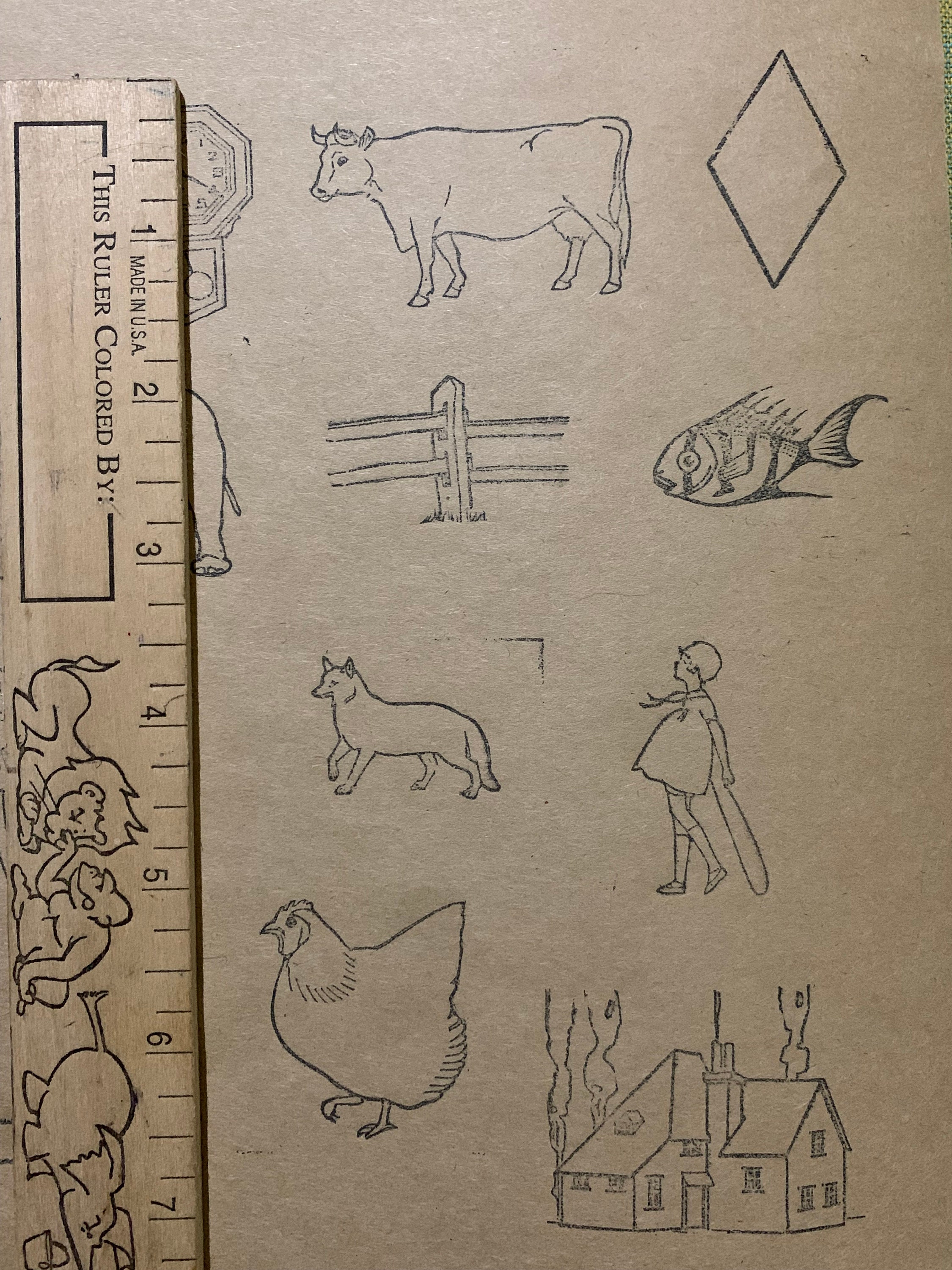 Vintage Farm Animal Stamp Wood Handled Rubber Stamp Craft Gift Card ...