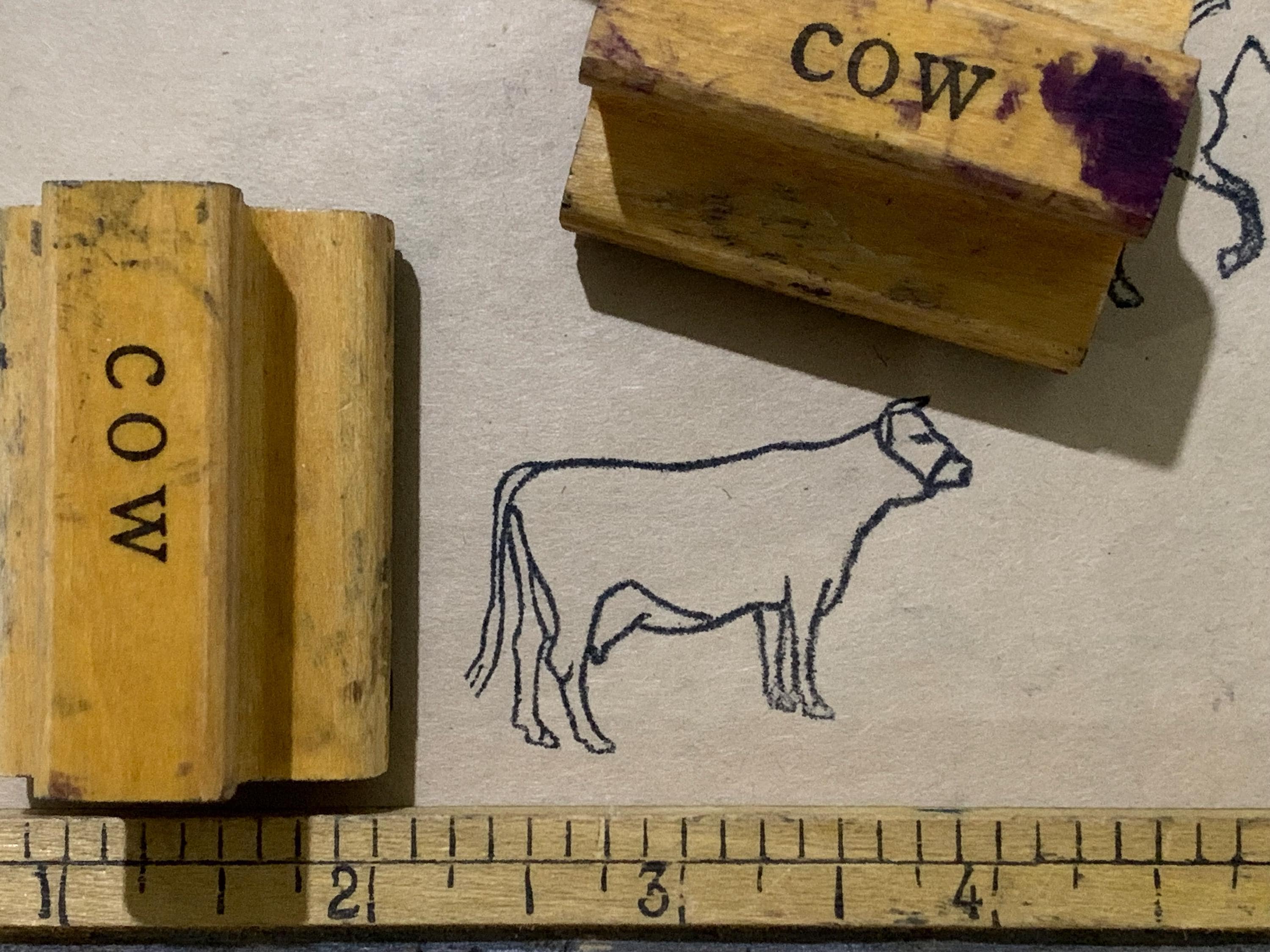 Vintage Farm Animal Stamp Wood Handled Rubber Stamp Craft Gift Card ...