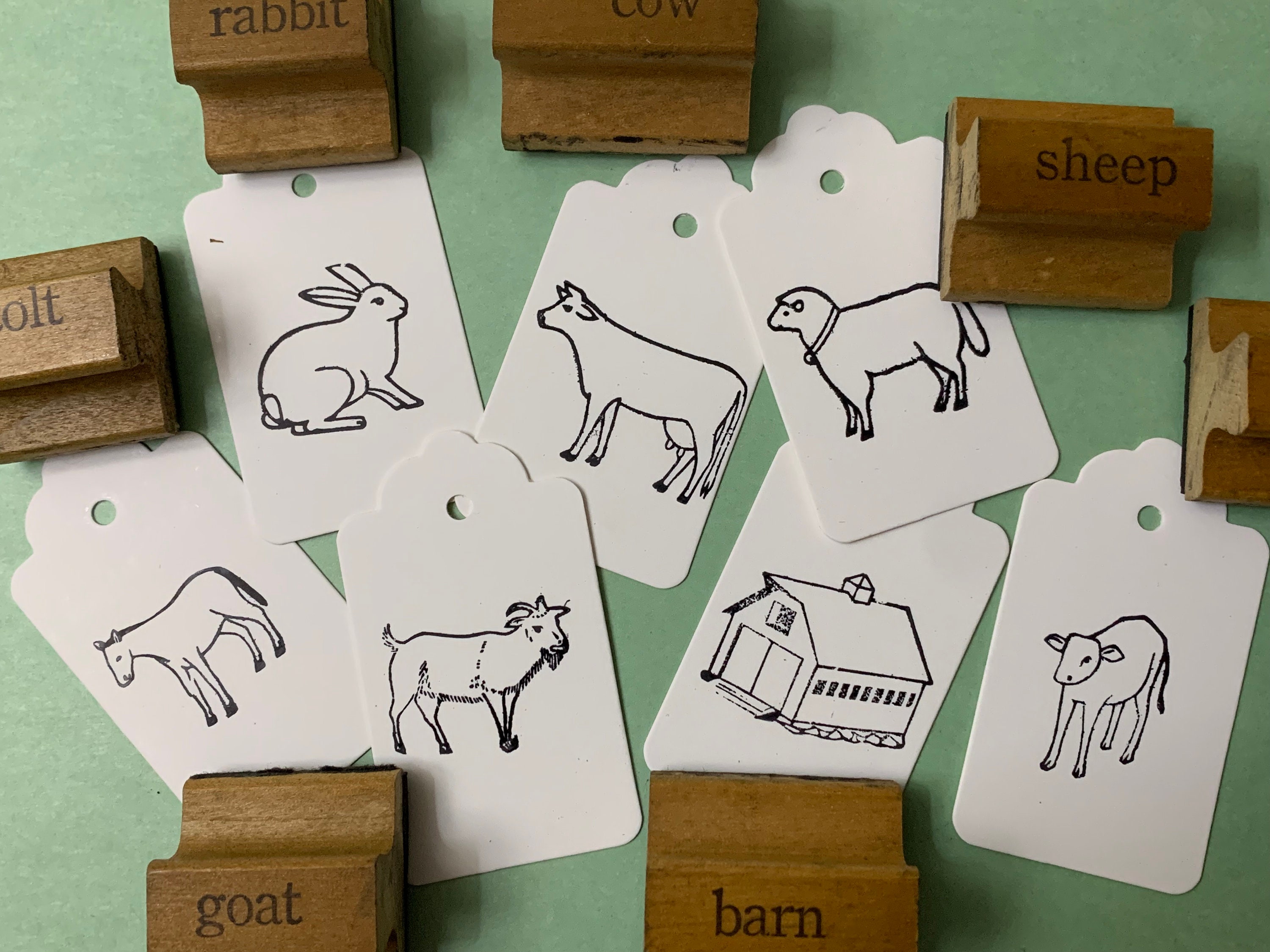 Vintage Farm Animal Stamp Wood Handled Rubber Stamp Craft Card Making ...