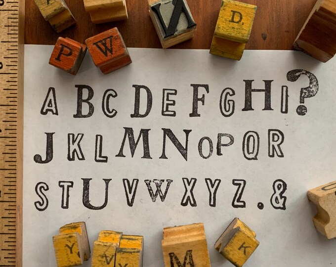 Vintage Wood Stamp Alphabet Set ABC Number Lettering Stamps for ...
