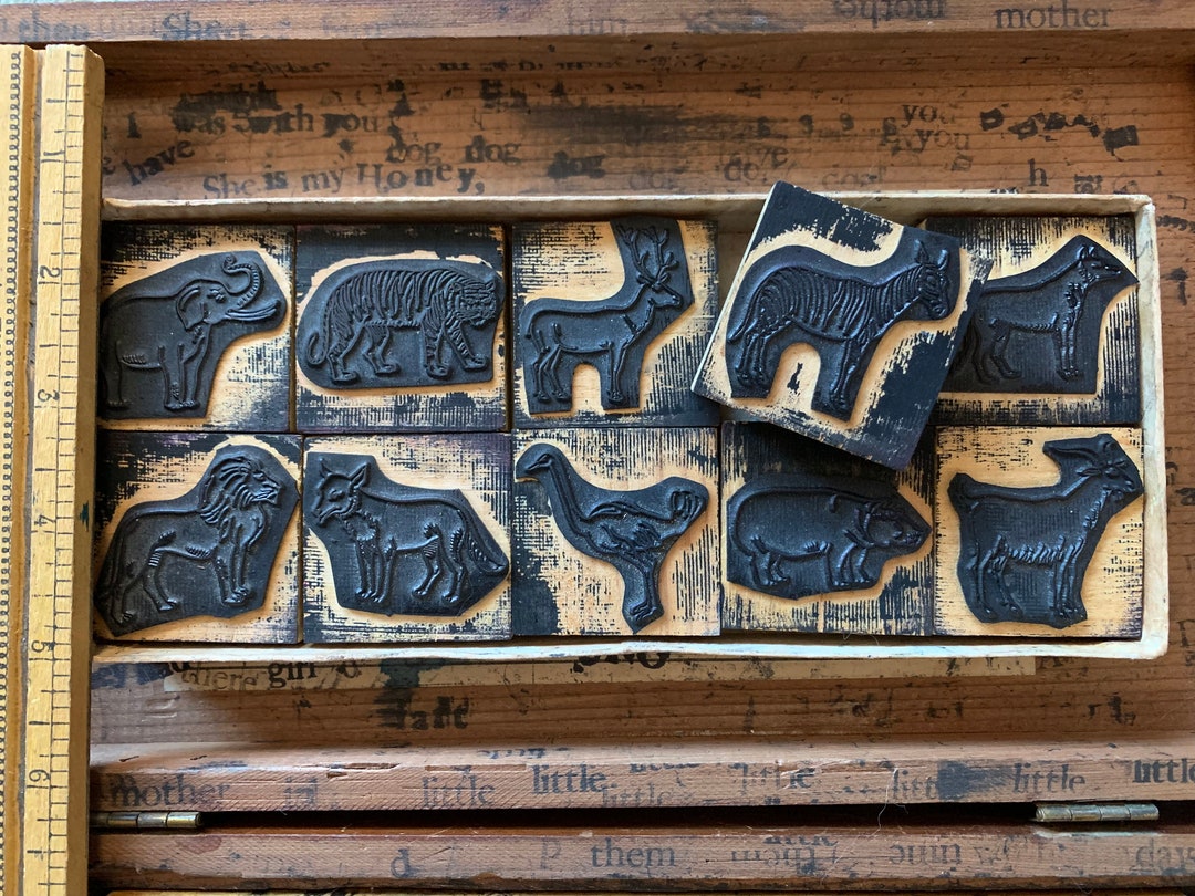 Vintage Zoo Animal Stamp Wood Handled Rubber Stamp Craft Gift Card ...