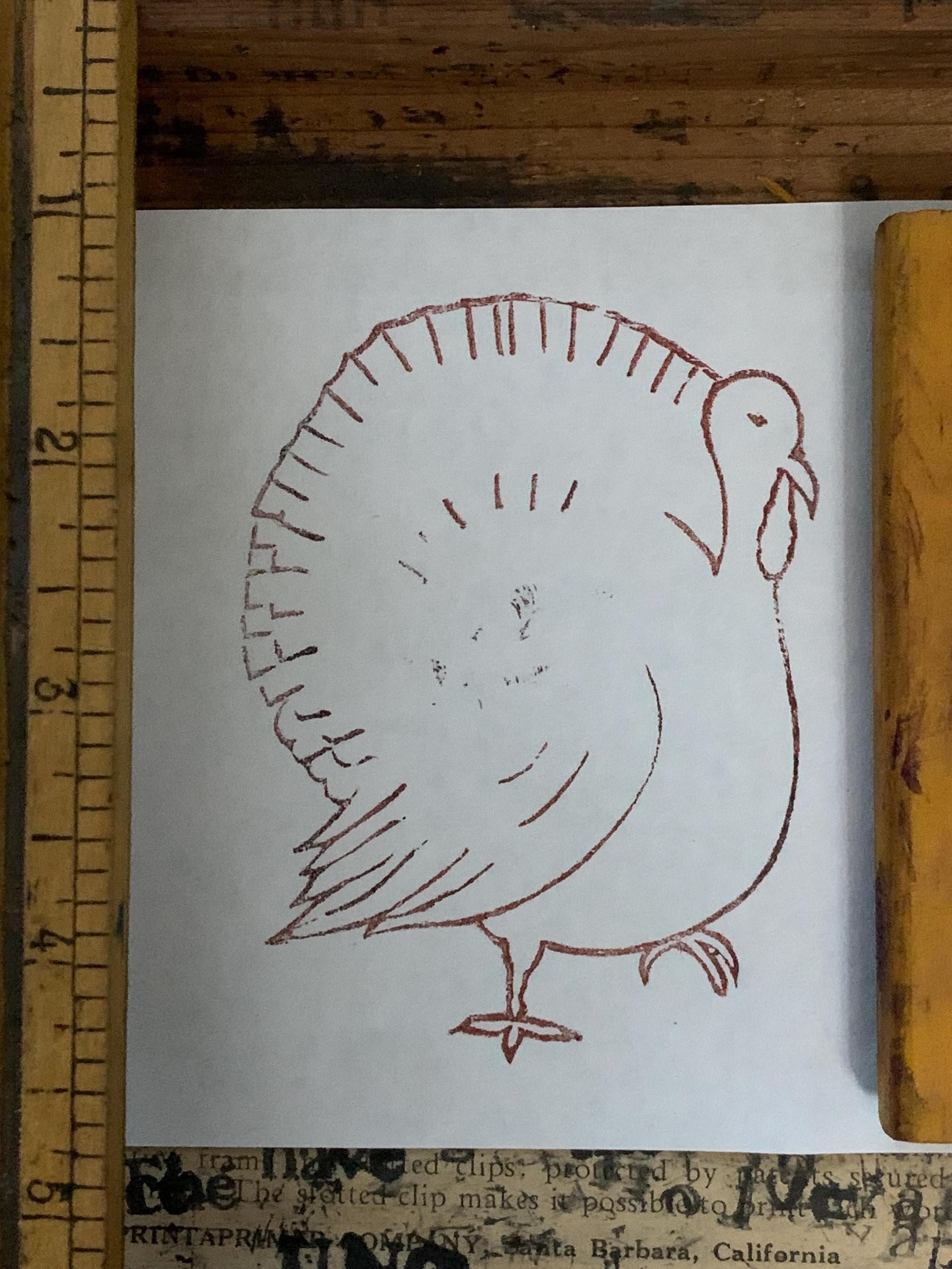 Vintage Turkey Stamp Vintage Wood Turkey Rubber Stamp for Thanksgiving ...