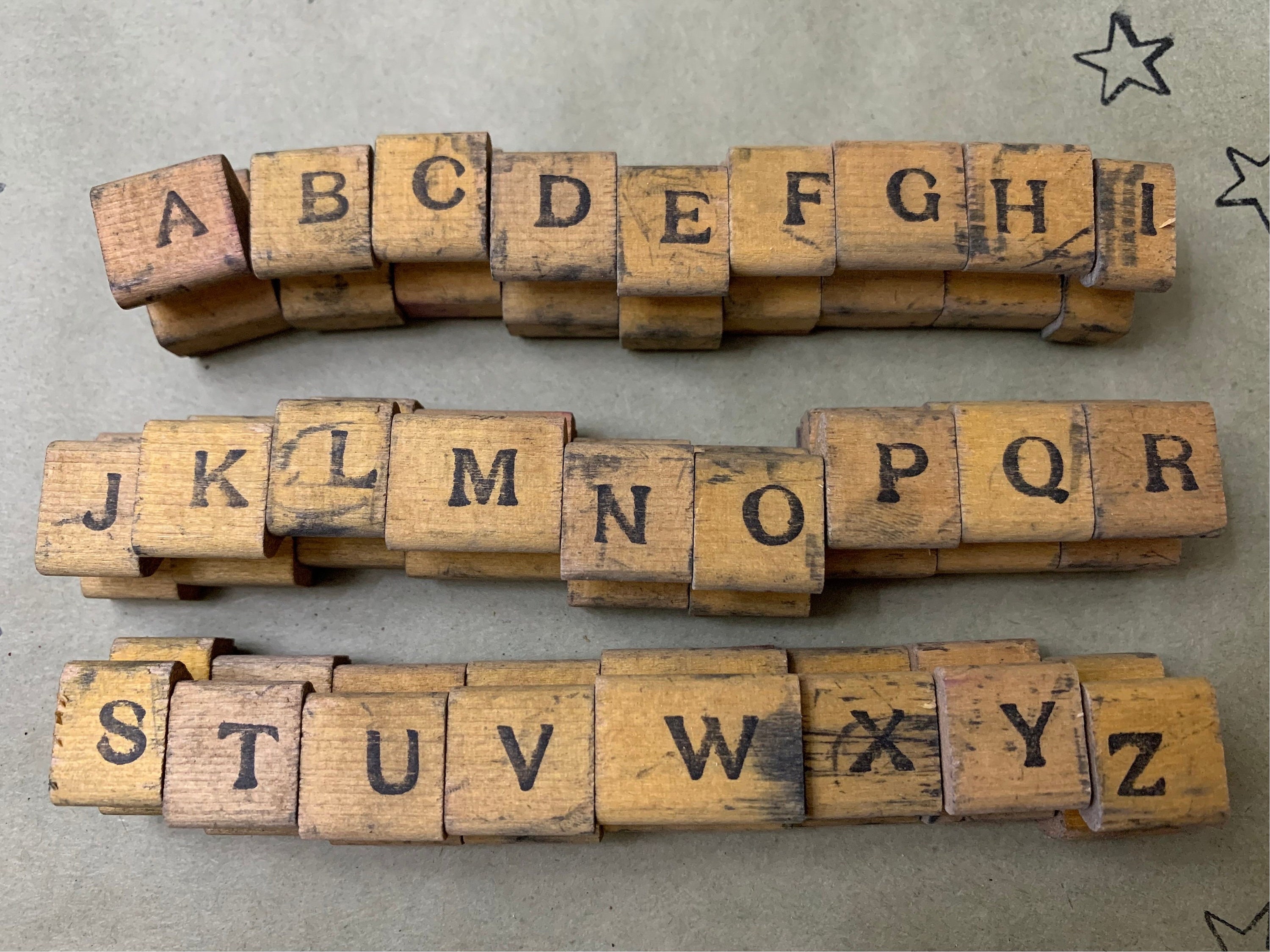 Vintage Wood Stamp Alphabet Set ABC Number Lettering Stamps - Etsy