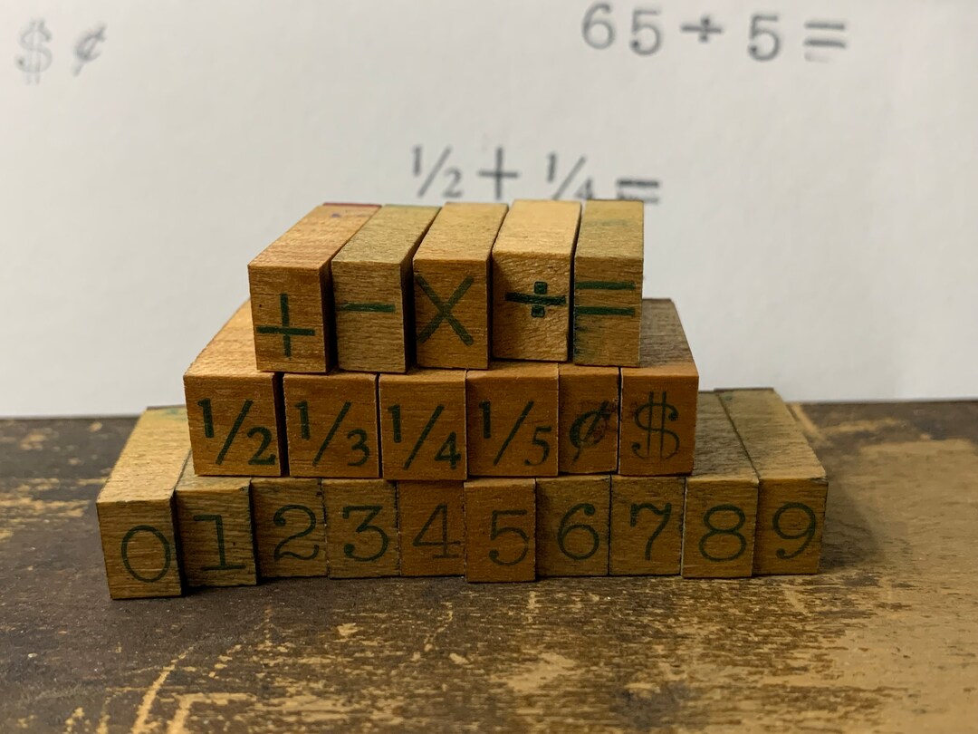 Vintage Math Wood Stamp Math Symbol Stamps for Homeschool - Etsy