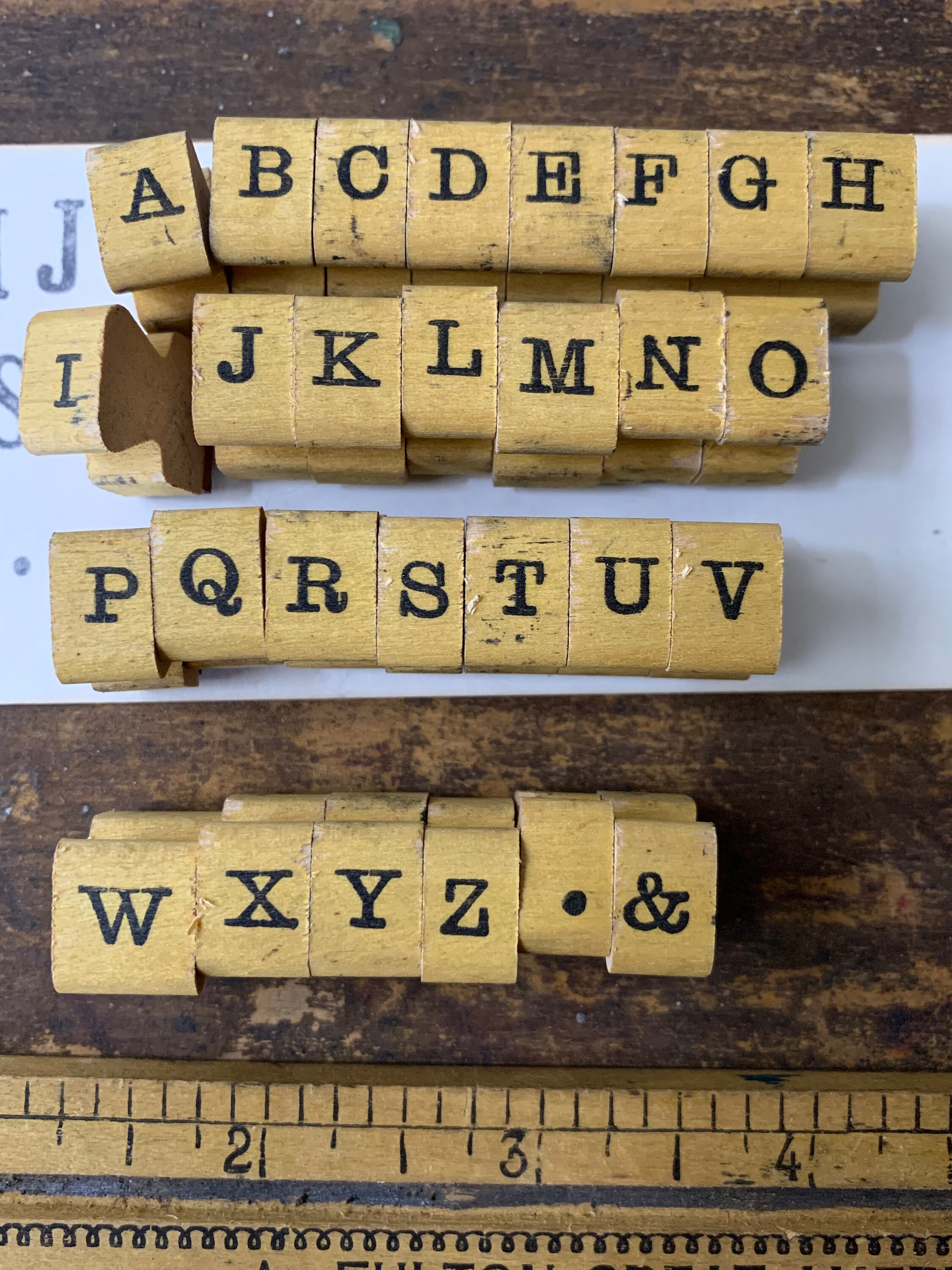 Vintage Wood Stamp Alphabet Set ABC Vintage Uppercase Stamps for Craft ...