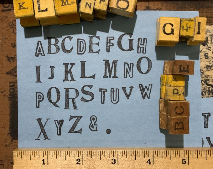 Vintage Wood Stamp Alphabet Set ABC Number Lettering Stamps for ...