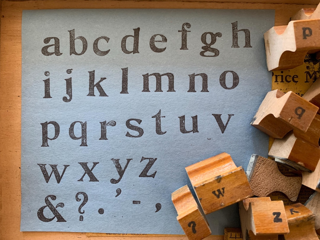 Vintage Wood Stamp Alphabet Set ABC Number Lettering Stamps for Craft ...