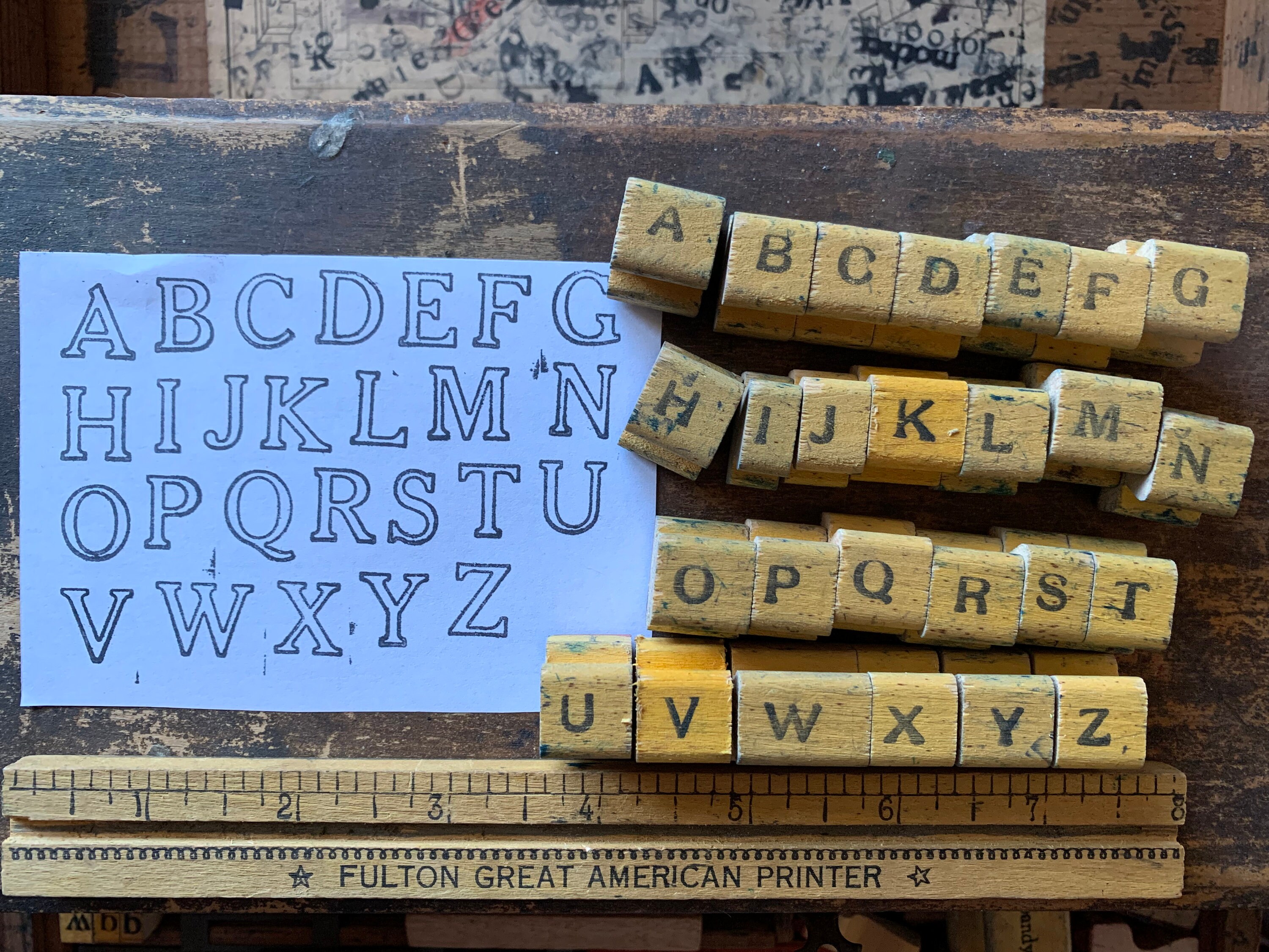 Vintage Alphabet ABC Wood Stamp Number Set Stamps Craft Scrapbooking ...